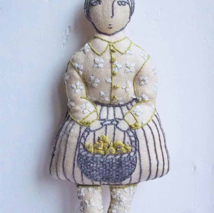 Agnes - A Hand Embroidered Textile Art Doll, Ec... - Folksy