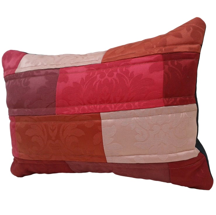 Quilted patchwork cushion - red brick pattern - Folksy