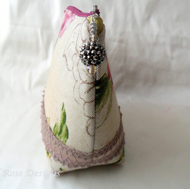 Floral print make-up bag. Cosmetics bag. - Folksy
