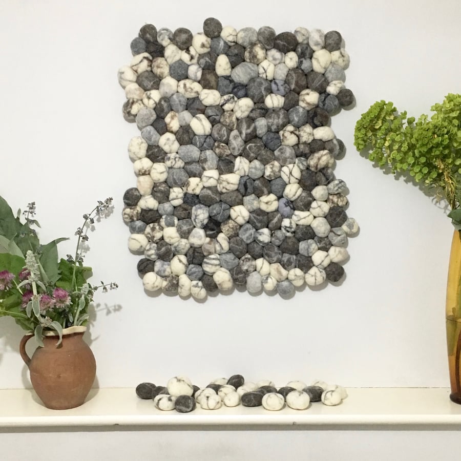 Felted pebble wall hanging (60cm x 70cm approx)... - Folksy