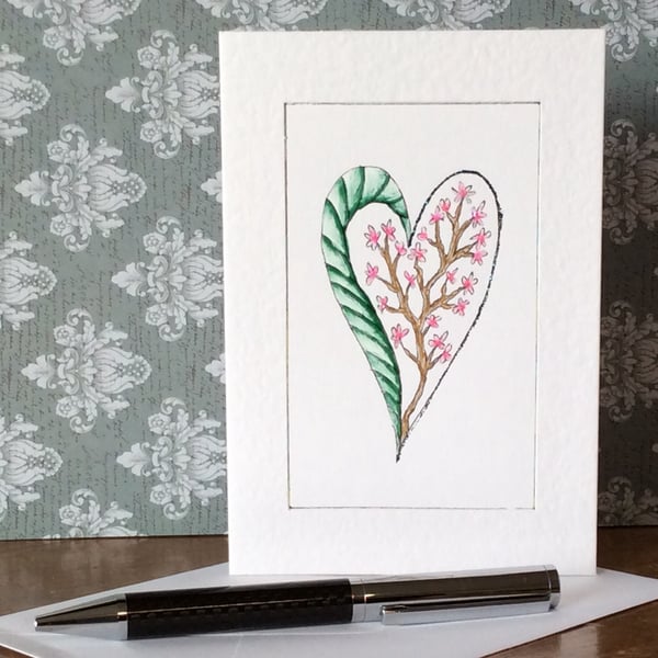 Handmade flowering tree heart Art Card. - Folksy