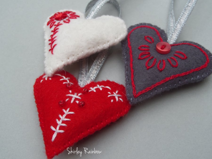 Set of Three Mini Christmas Decorations - Folksy