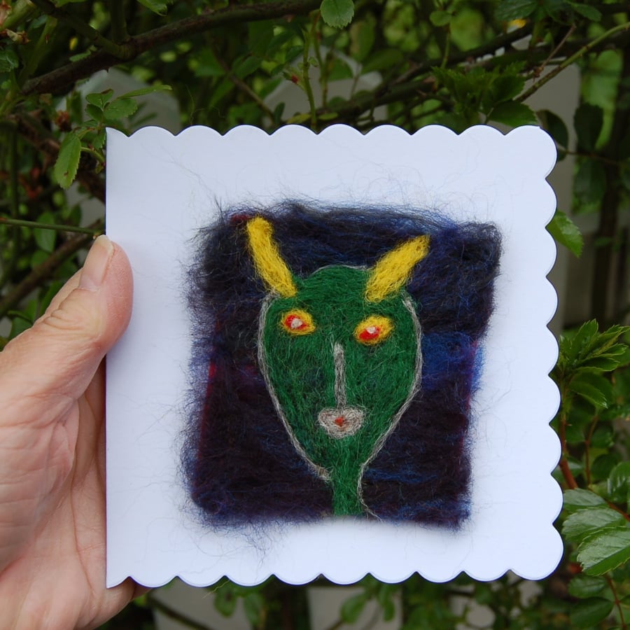 Birthday card, Alien, Needle felt wool card - Folksy