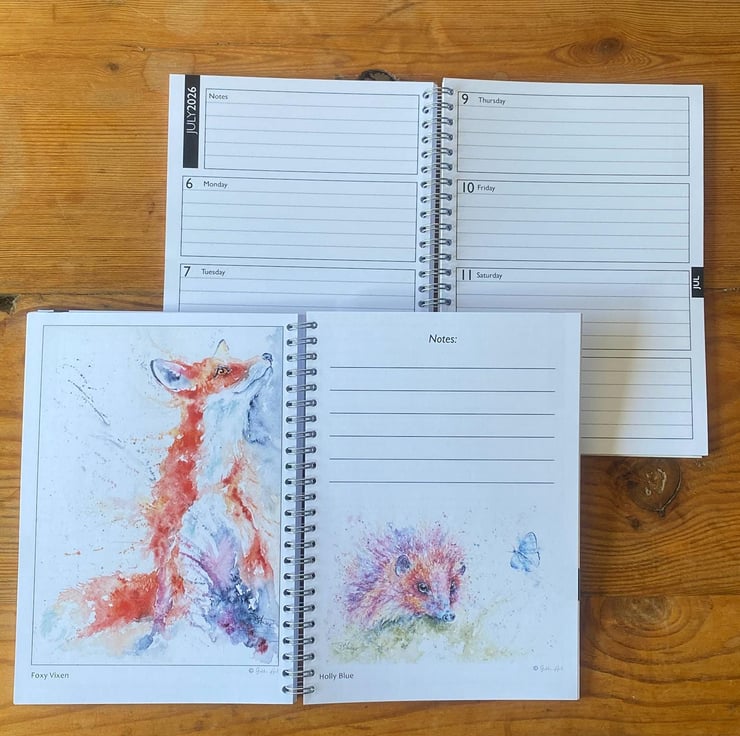 2026 Illustrated Wildlife Art Diary, Giraffe Wa... - Folksy