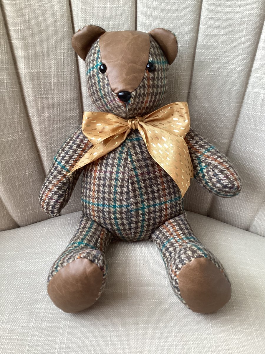 Tweed Effect Teddy Bear - Folksy