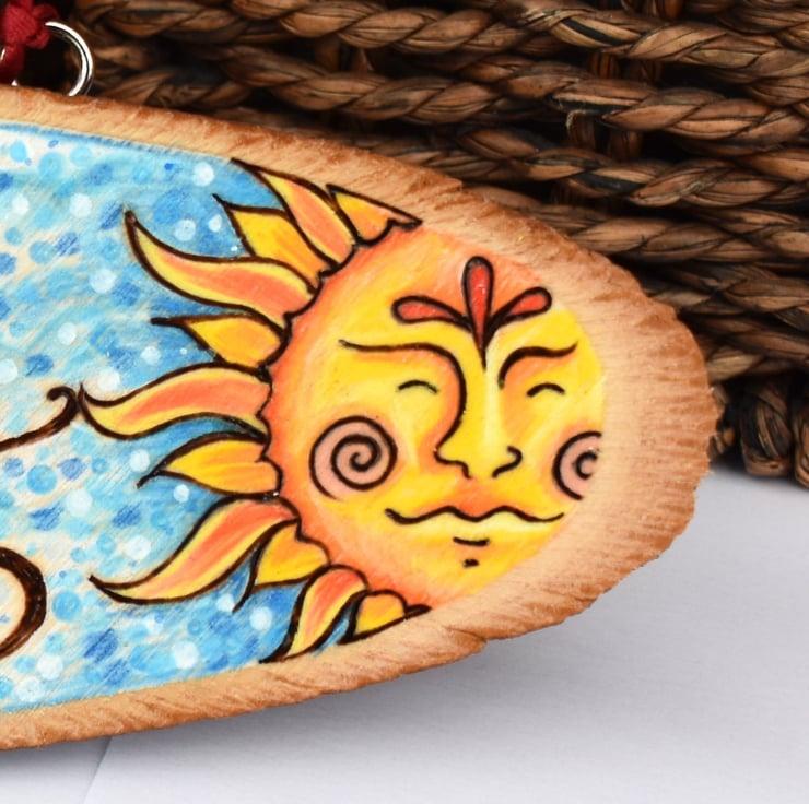 Pyrography plaque. Sweet dreams. Sun and moon d... - Folksy