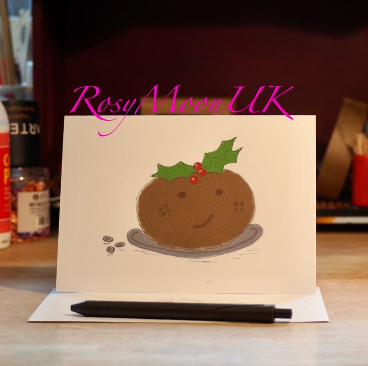 Christmas Pudding, Christmas Card - Folksy