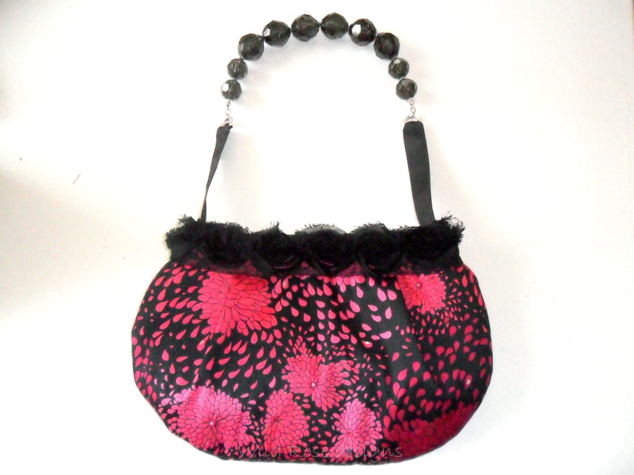 Black and pink evening bag - Folksy
