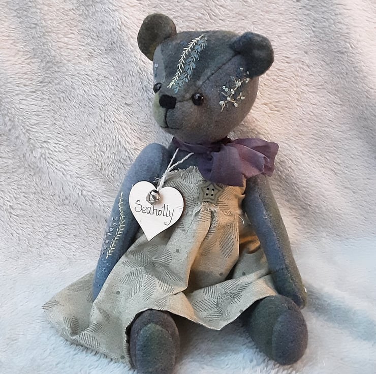 SOLD Hand embroidered teddy bear, one of a kind... - Folksy