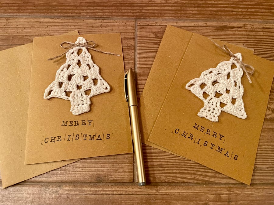 Set of 2 Christmas Cards, Christmas Tree Cards,... - Folksy