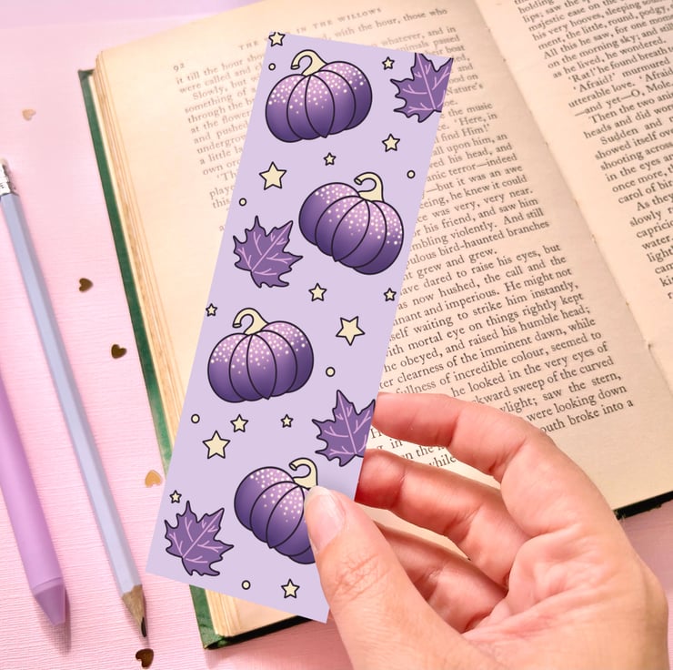 Purple Pumpkin Bookmark, Autumnal Halloween Sta... - Folksy