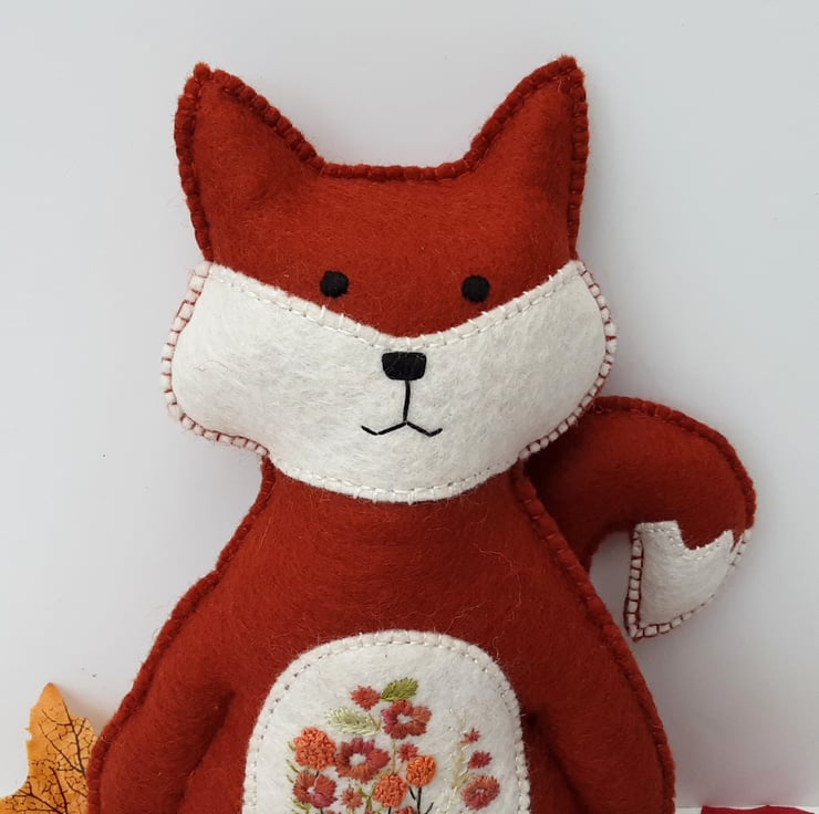 Woodland Fox, hand embroidered felt fox, fox ha... - Folksy