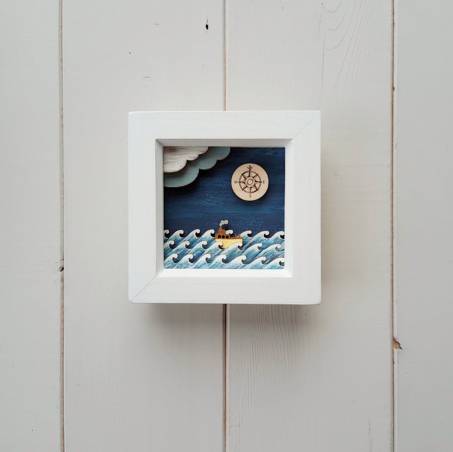Ocean Wave Diorama, Nautical Shadow Box, Mariti... - Folksy