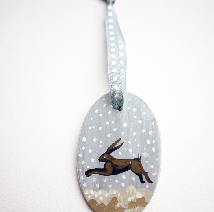 Painted Hare Hanging Decorations - Folksy