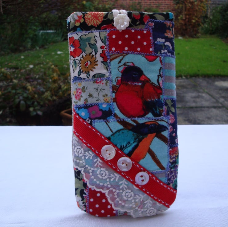 (RESERVED Flora ) Crazy patchwork glasses case ... - Folksy