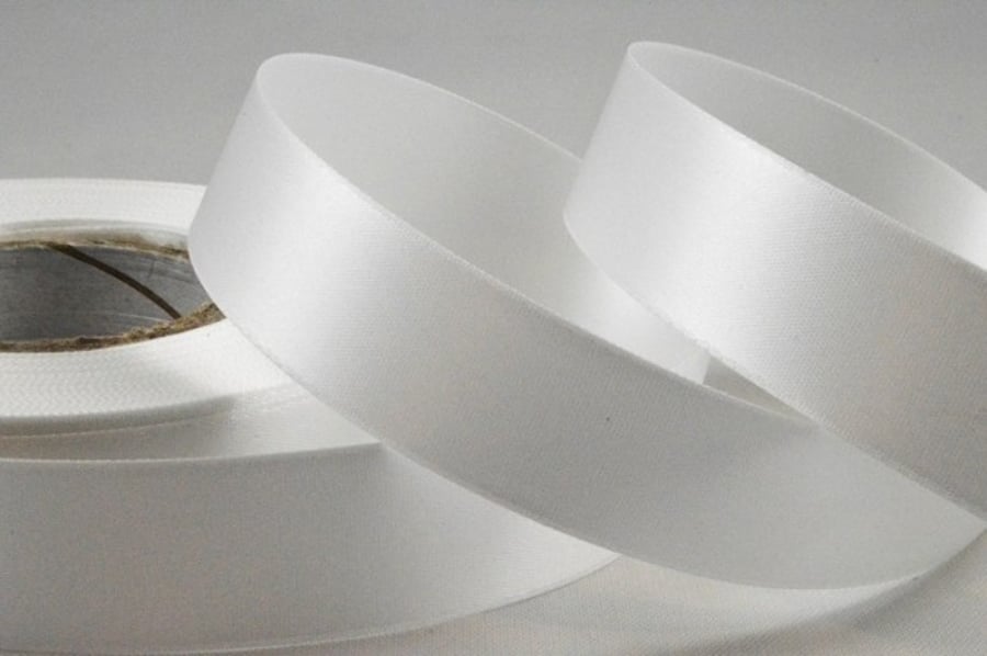White satin ribbon 25mm, 38mm x 3 metres - Folksy