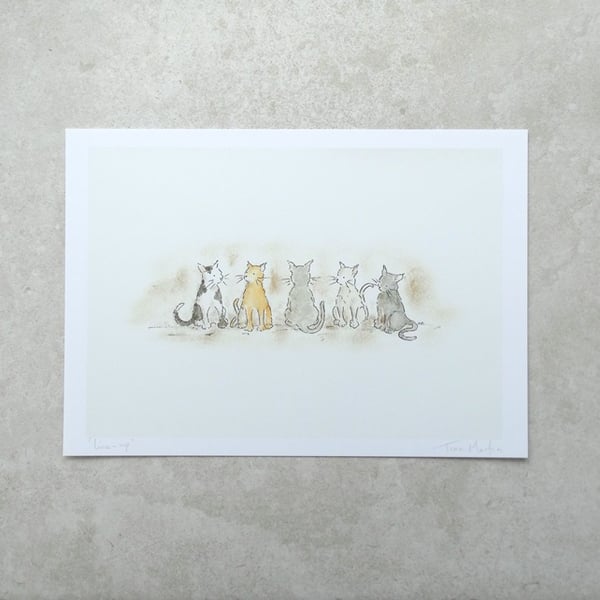 Art Print 'Cat Line-up' A4 - Folksy