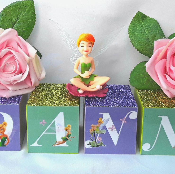 Tinkerbell Wood Blocks, Personalised Blocks, Nu... - Folksy