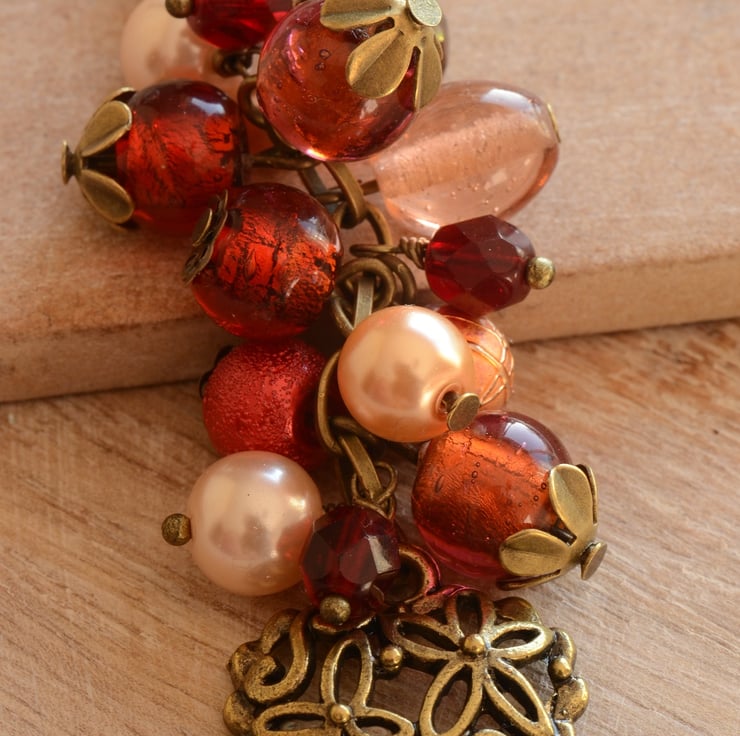 Handmade Bag Charm with Heart, Peach, Red &... - Folksy
