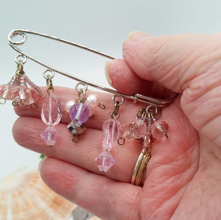 Pink Beaded Crystal Charm Ladies Kilt Pin Brooch - Folksy