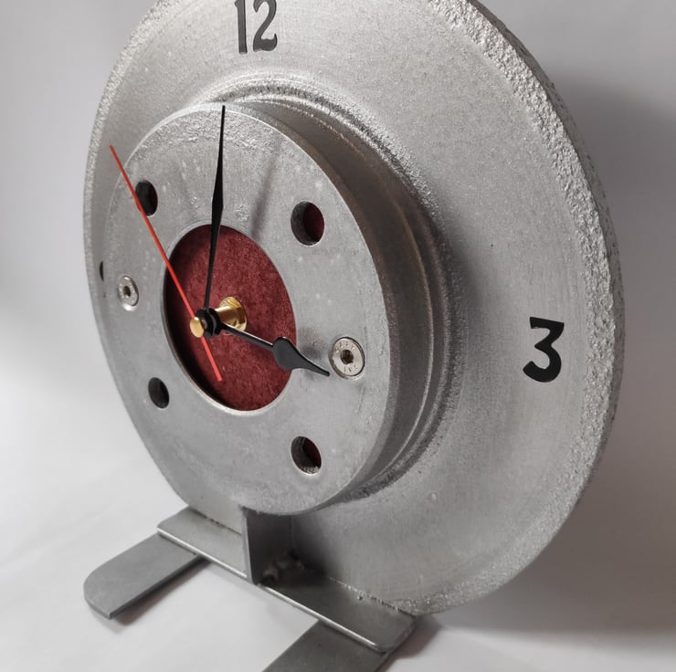 Desktop Brake Disc Clock in Red - Reclaimed car... - Folksy