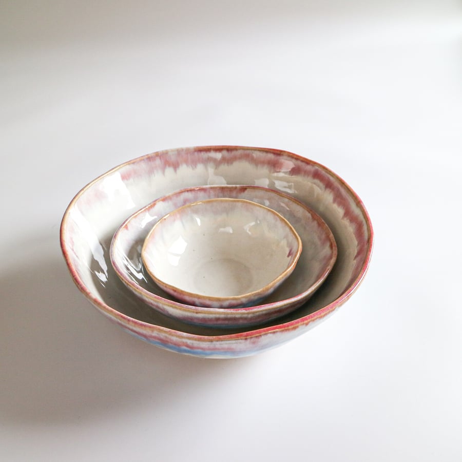 Raspberry Ripple Organic Nesting Bowls - Folksy