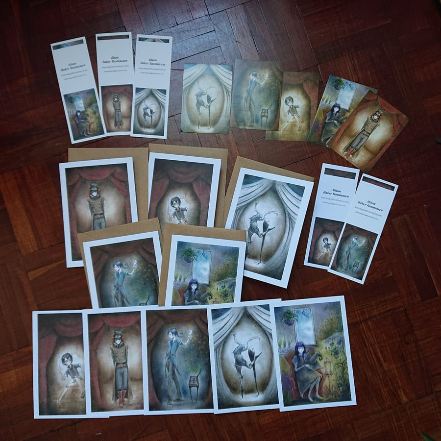 Gothic Art birthday cards, postcards set, Hallo... - Folksy