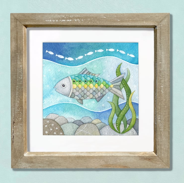 Fish Framed Print. Cute Seaside Watercolour Art... - Folksy