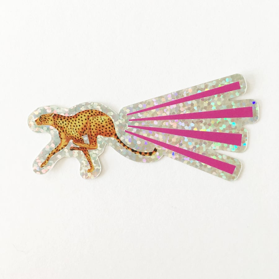 Cat Glitter Sticker - Cheetah - Folksy