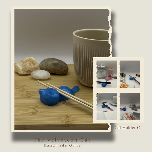 Handmade Resin Cat Holder for Brushes, Pens, Ch... - Folksy