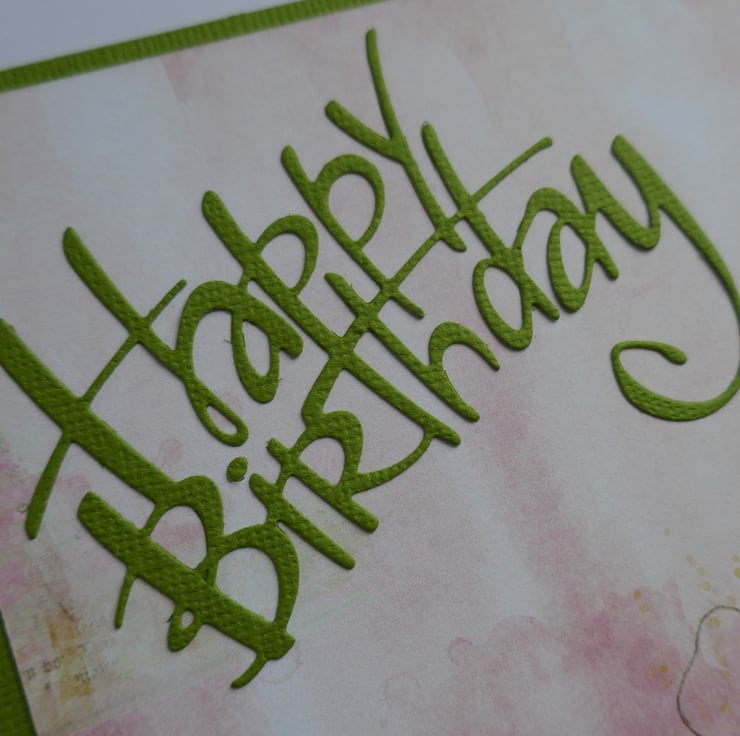 Pink and Green Floral Paper - Happy Birthday - ... - Folksy