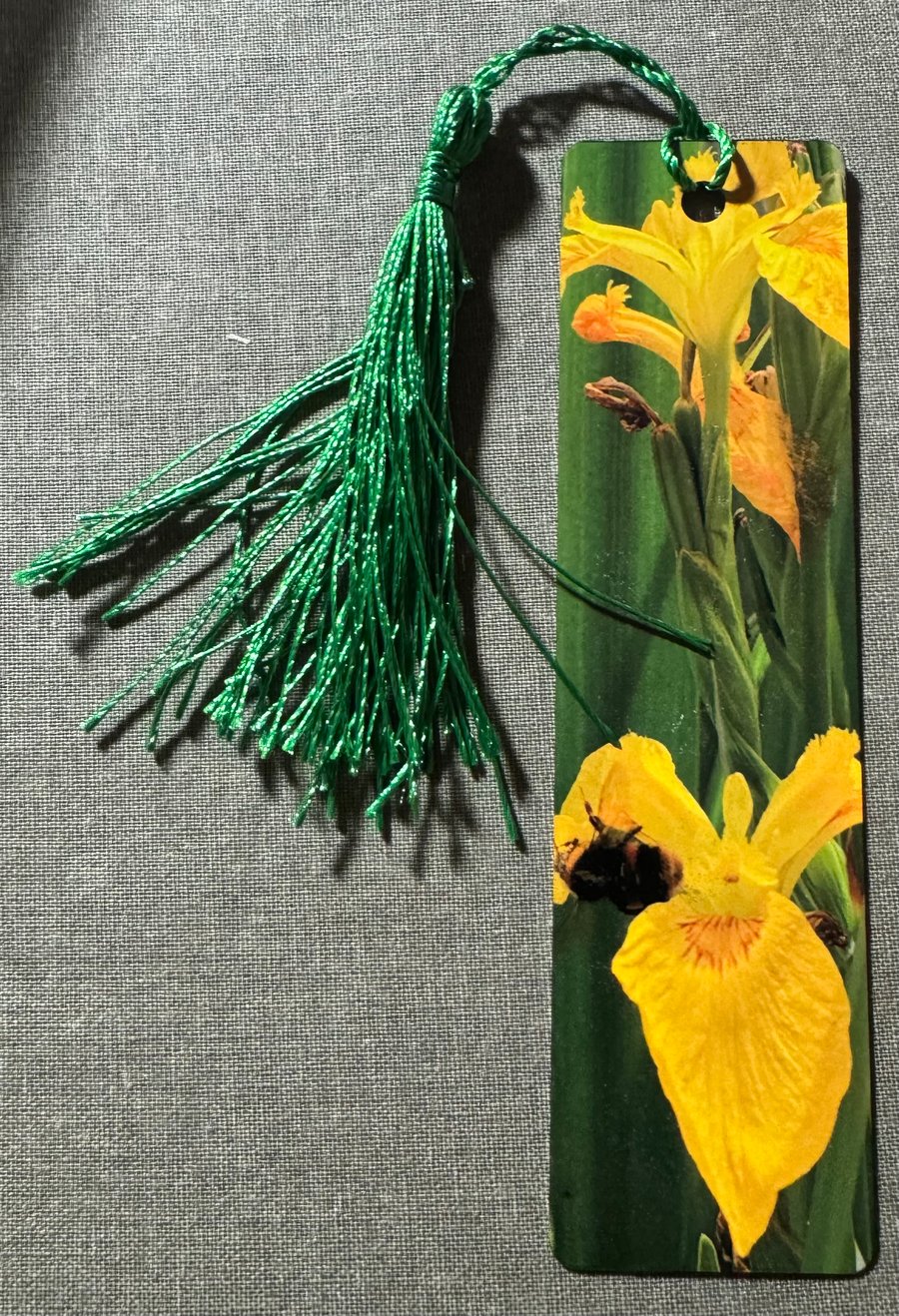 Iris print on aluminium bookmark with tassel - Folksy