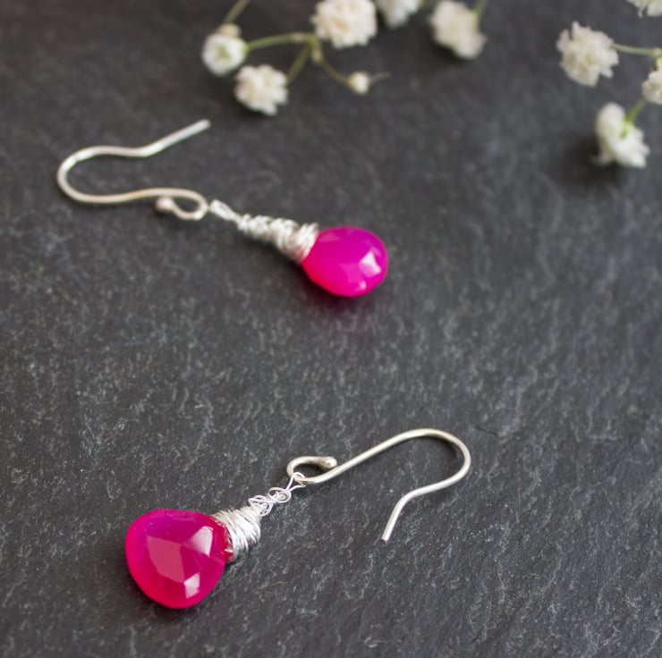 Ruby Faceted Bead Wire Wrapped Drop Earrings Va... - Folksy