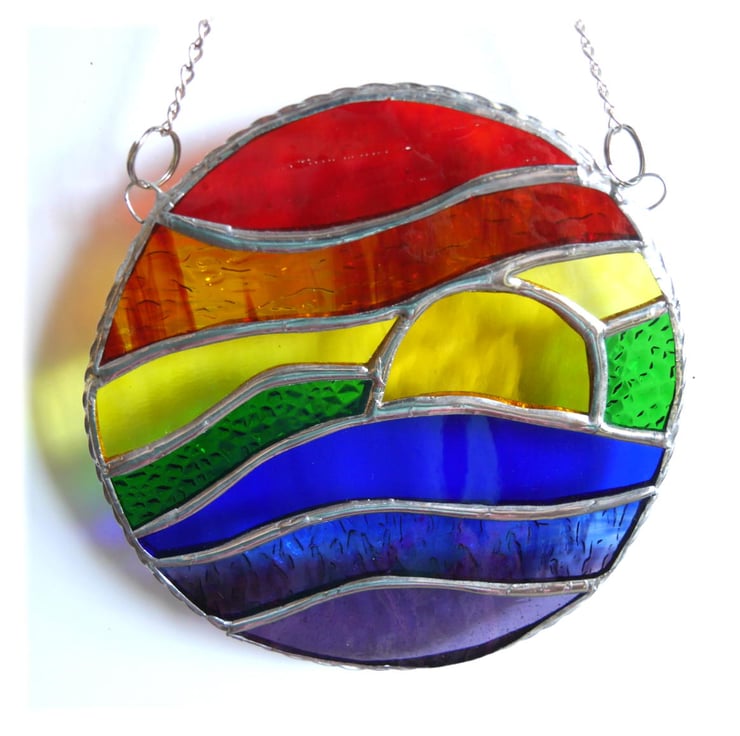 SOLD Rainbow Waves Stained Glass Suncatchers 022 - Folksy