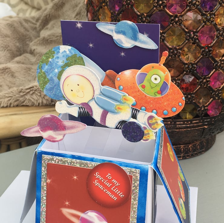 Little Spaceman pop-up birthday card - Folksy