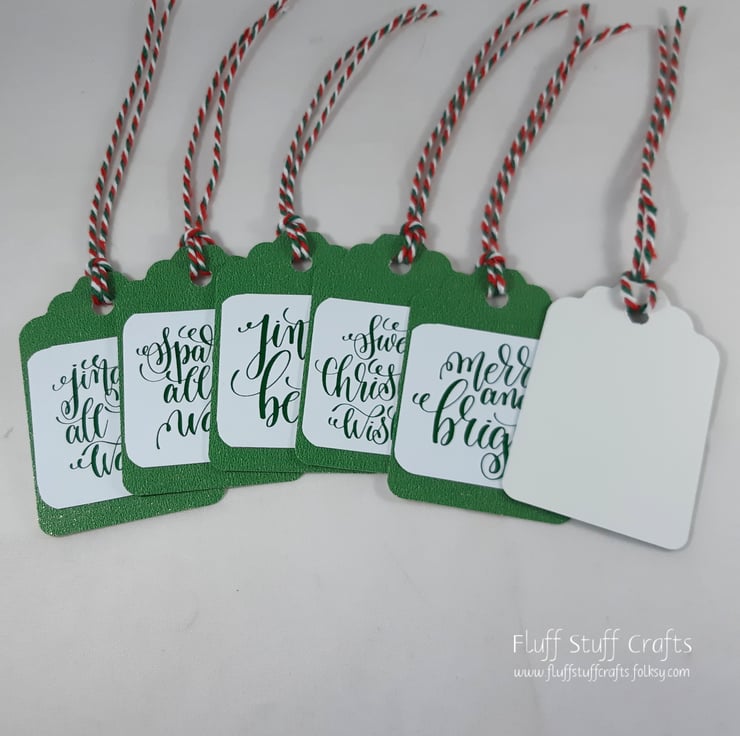 Pack of 6 Christmas gift tags - green foiled sw... - Folksy