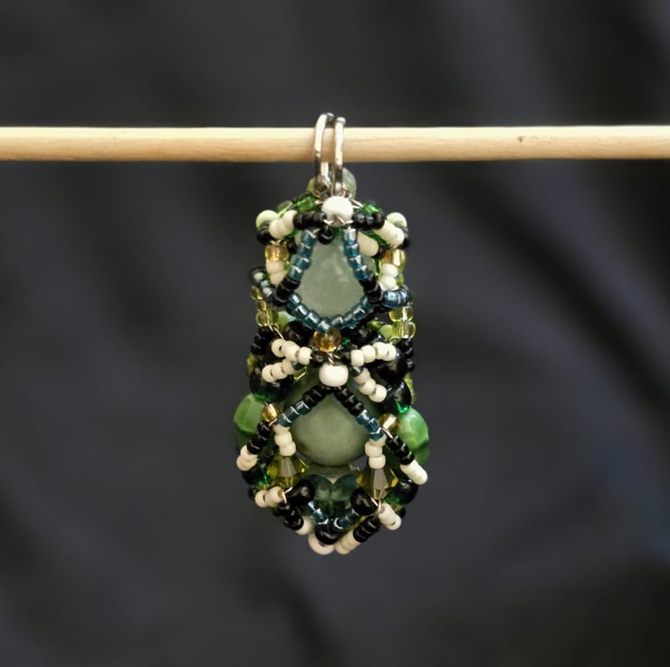 Green Quartz and Mable Double Sided Pendant - Folksy