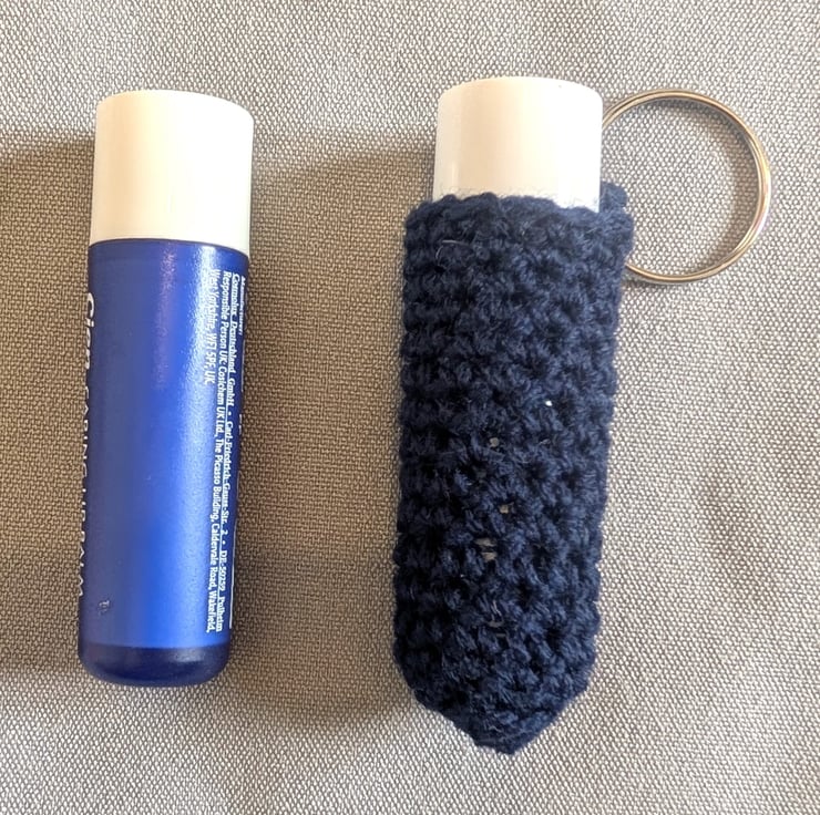 Crochet lip balm holder keychain, bag charm, ha... - Folksy