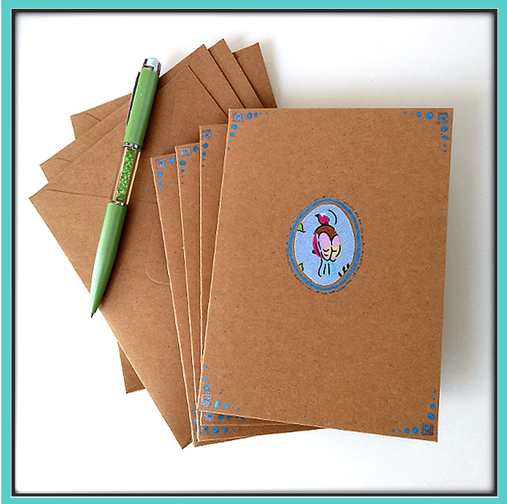 Elegant bird notelets – pack of 4 blank cards, ... - Folksy