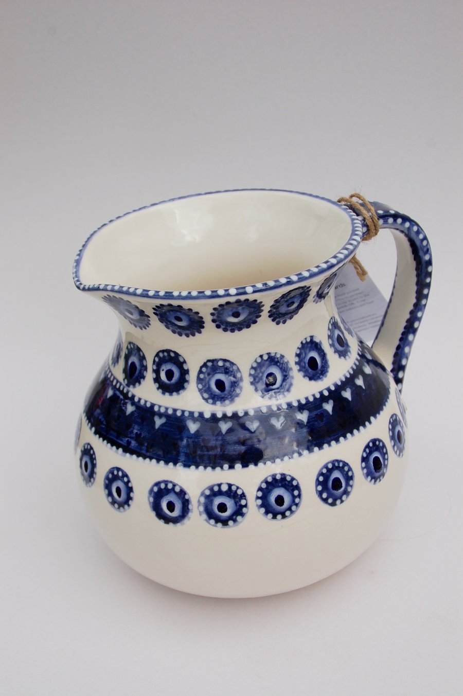 big 2 litre blue and white jug - Folksy