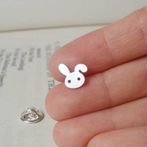 bunny rabbit lapel pin in sterling silver - Folksy