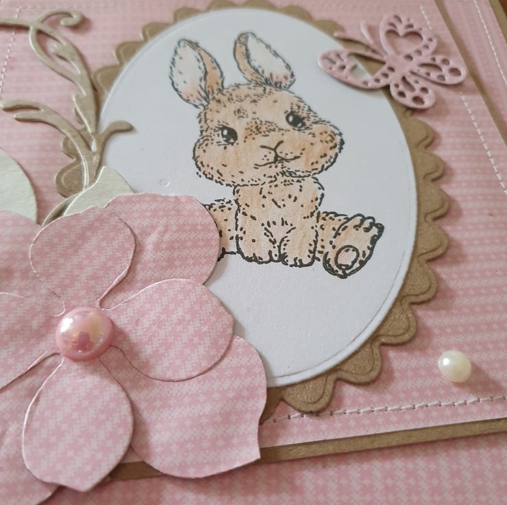 Handmade Easter Bunny Greetings Card - Folksy