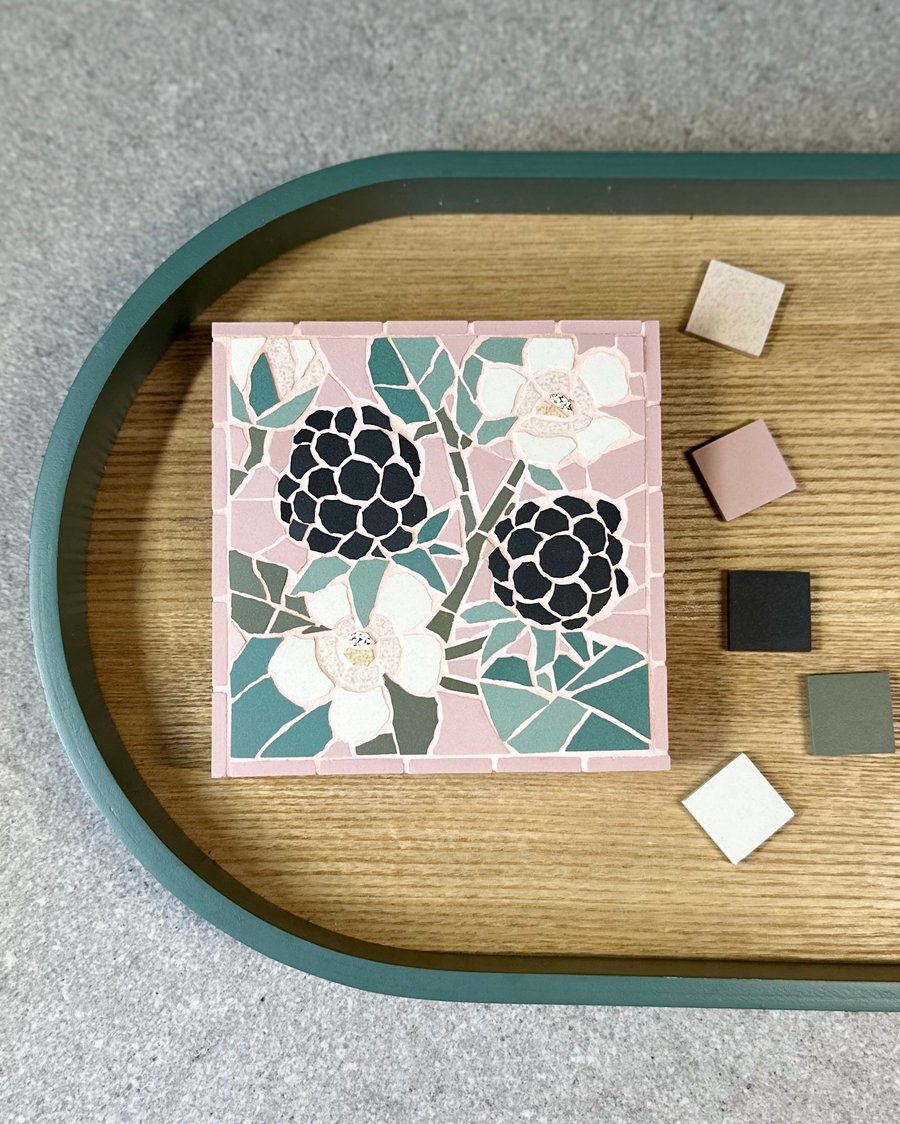 Original Floral Art - Blackberry Mosaic - Folksy