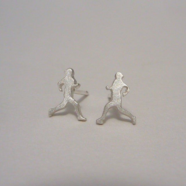 Silver runner earrings, everyday earrings, ster... - Folksy