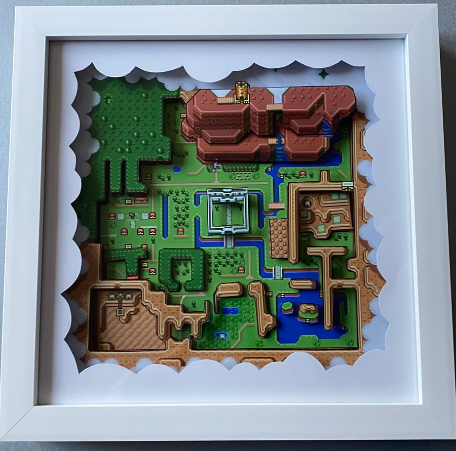 Legend of Zelda Hyrule 3D Map shaodw box framed... - Folksy