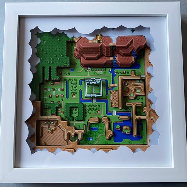 Legend of Zelda Hyrule 3D Map shaodw box framed... - Folksy