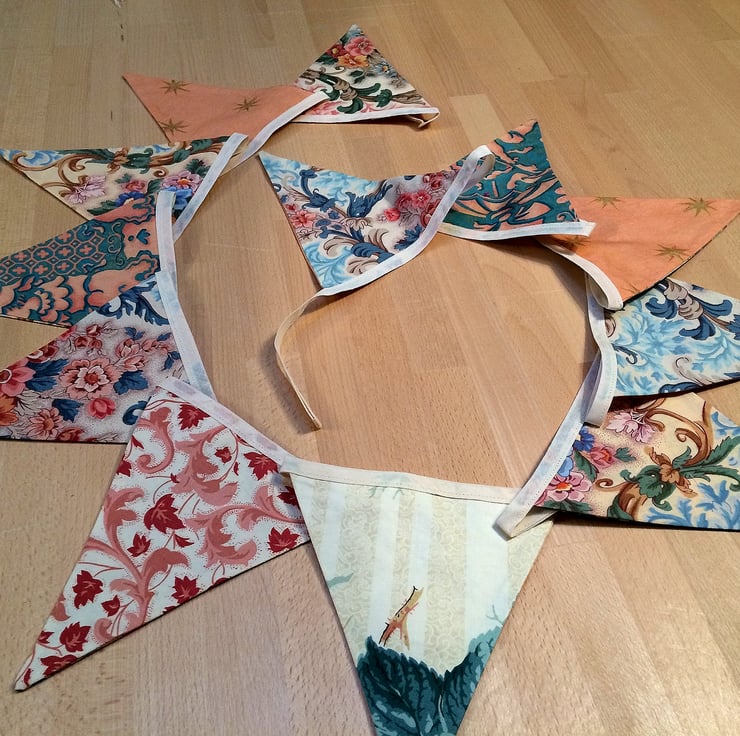 Blue Pink and Peach Floral Bunting - perfect fo... - Folksy