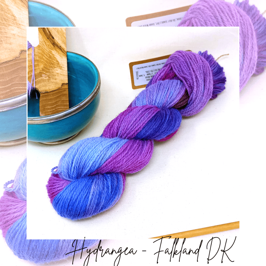 Hydrangea - Hand Dyed DK Falkland Wool Yarn 100... - Folksy