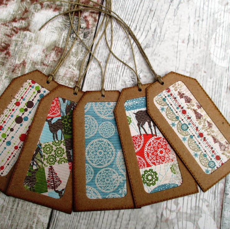 Christmas Gift Tags set of 5 - Folksy