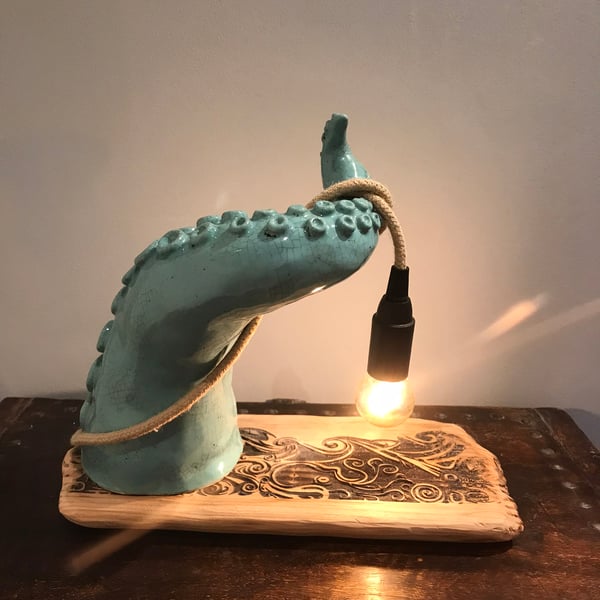 Octopus Lamp with carved base - Folksy